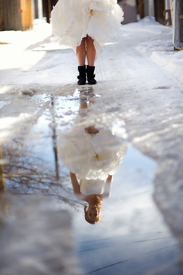 reflection of bride - photo by Denver based wedding photographers Adam ...